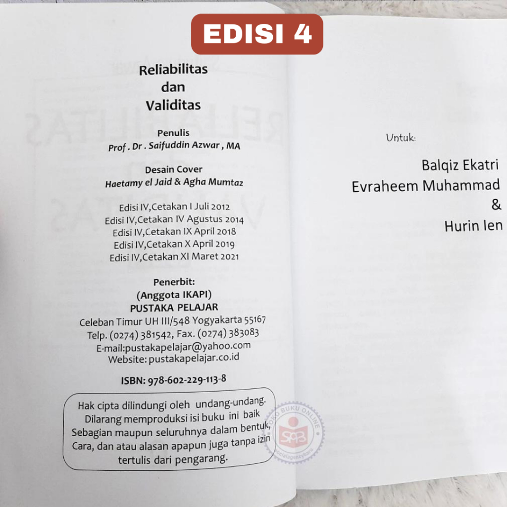 Jual Reliabilitas dan Validitas - Saifuddin Azwar | Shopee Indonesia