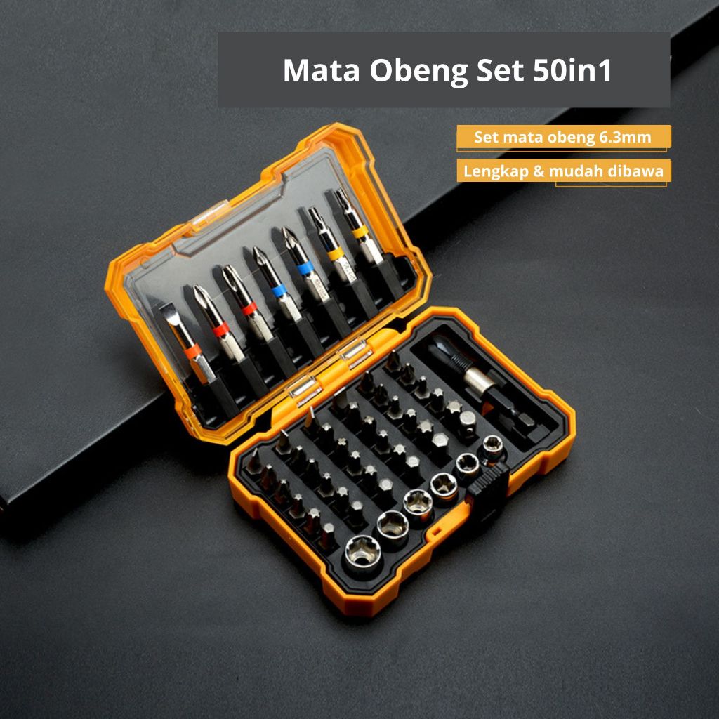 Jual Set mata Bor obeng 50in1 lengkap dan mudah dibawa bahan baja ...