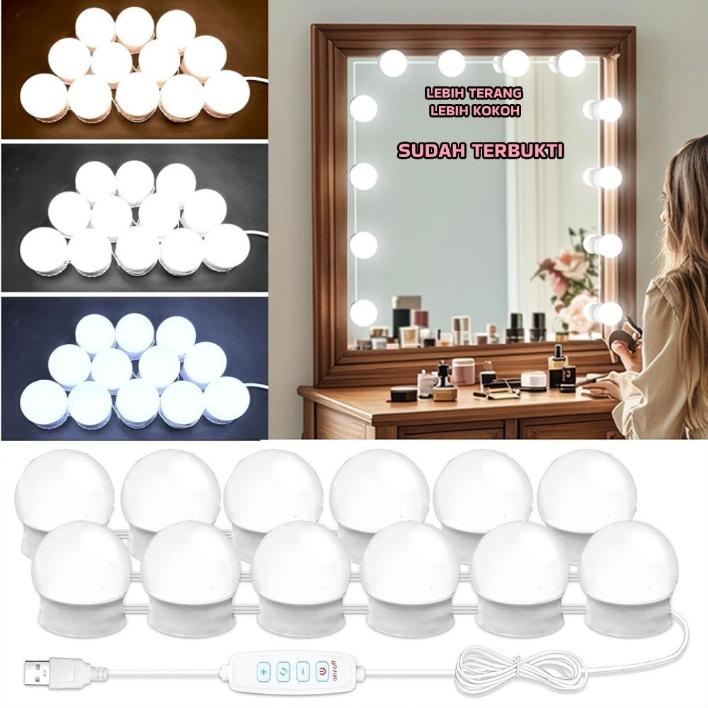 Jual 3 Warna Lampu Led Meja Rias | Lampu Kaca Rias Vanity Mirror Light ...