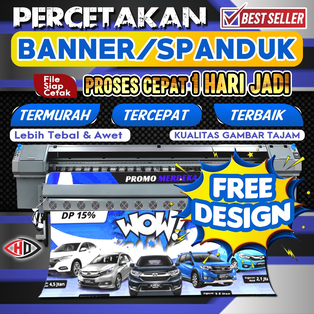 Jual CETAK SPANDUK/BANNER/BALIHO FREE DESIGN!!! BAHAN FLEXY 280g PROSES CEPAT 1 HARI JADI ...
