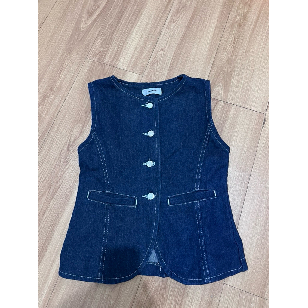 Jual Auctus - Jemma Button Vest Denim | Shopee Indonesia