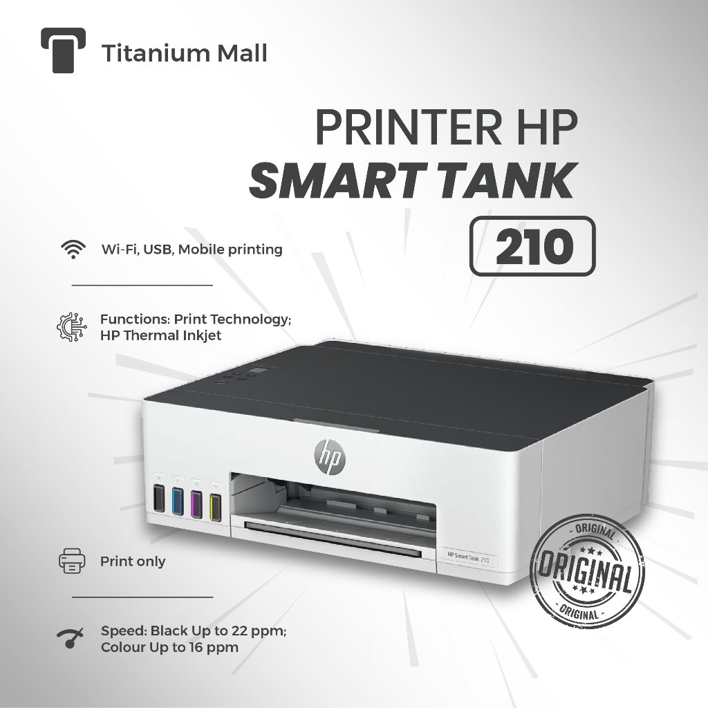 Jual Printer HP Smart Tank 210 Wi-Fi (Only Print) Printer Warna/Hitam ...