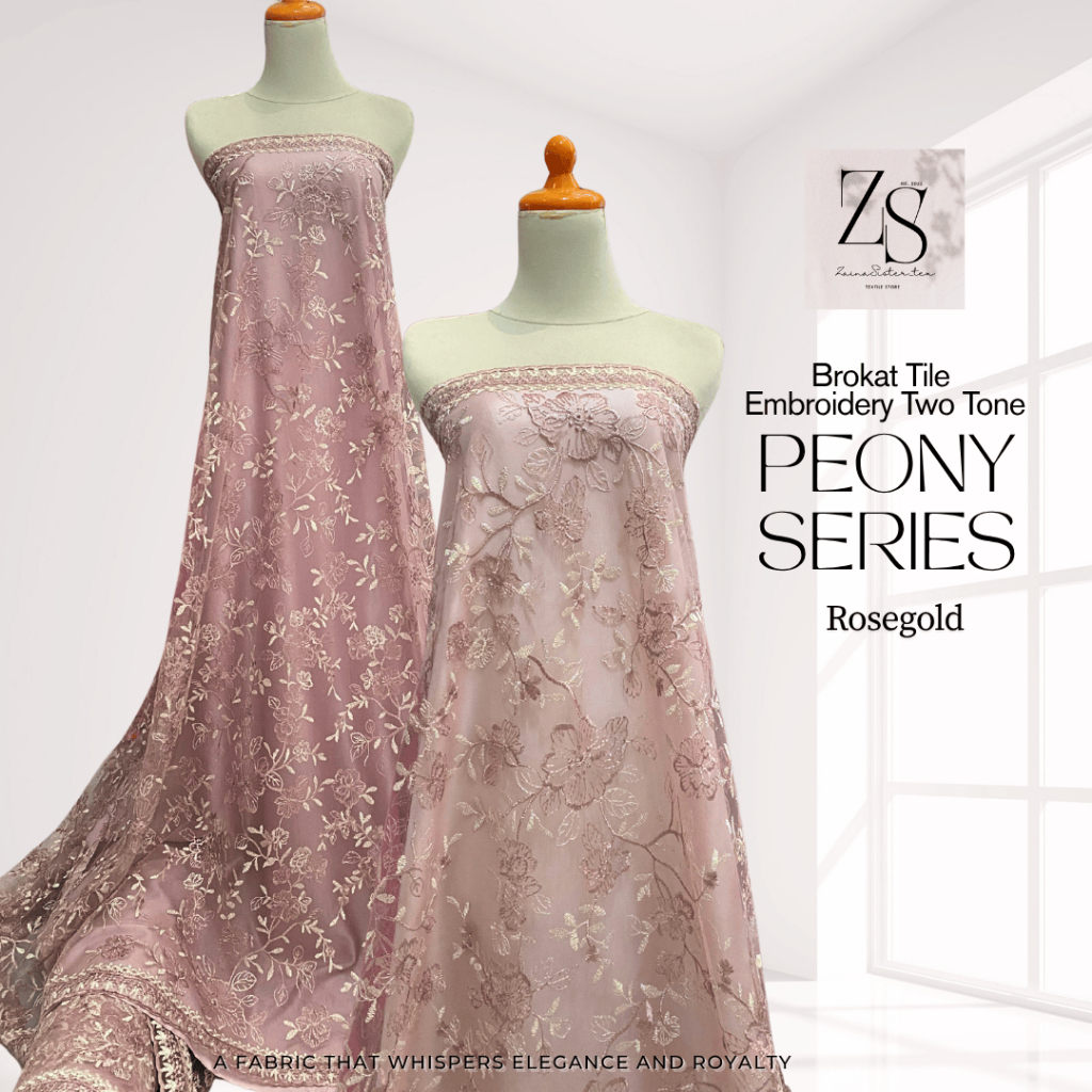 Jual Brokat Tile Embroidery Two Tone Peony Series Warna Rosegold Harga ...