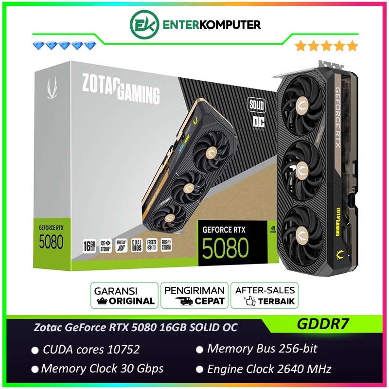 Jual Zotac GeForce RTX 5080 16GB GDDR7 SOLID OC | Shopee Indonesia
