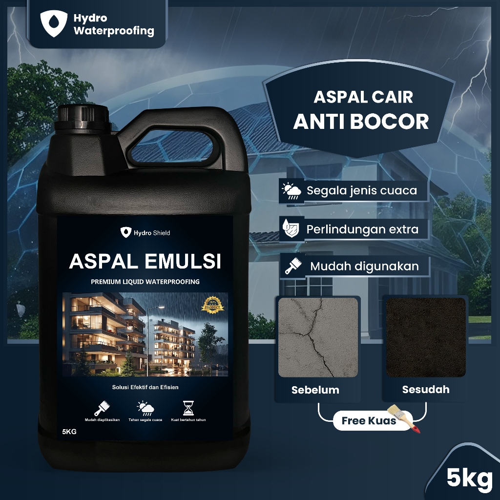 Jual Hydro - Aspal Cair Emulsi Anti Bocor dan Rembes 5 Kg | Shopee ...