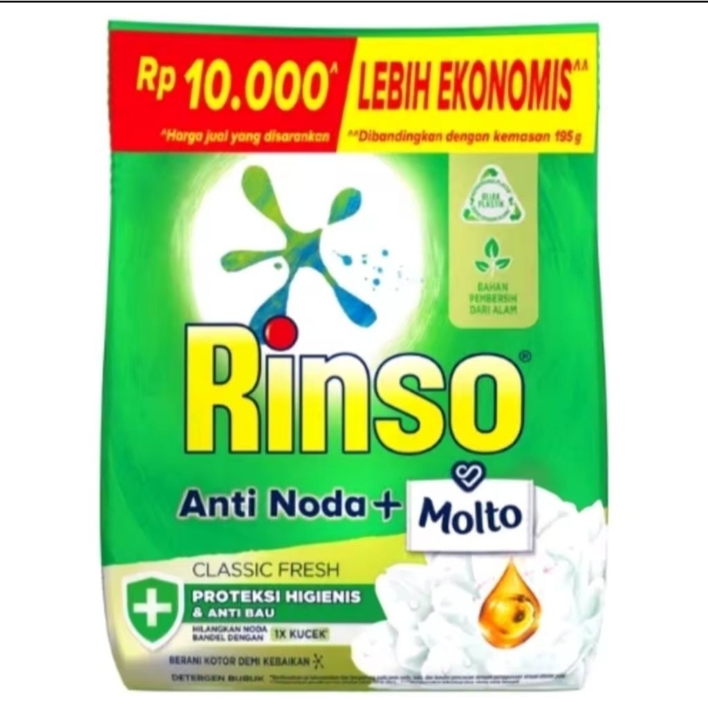 Jual Rinso Detergen Bubuk Classic Fresh Kemasan Ekonomis 380gr | Shopee ...