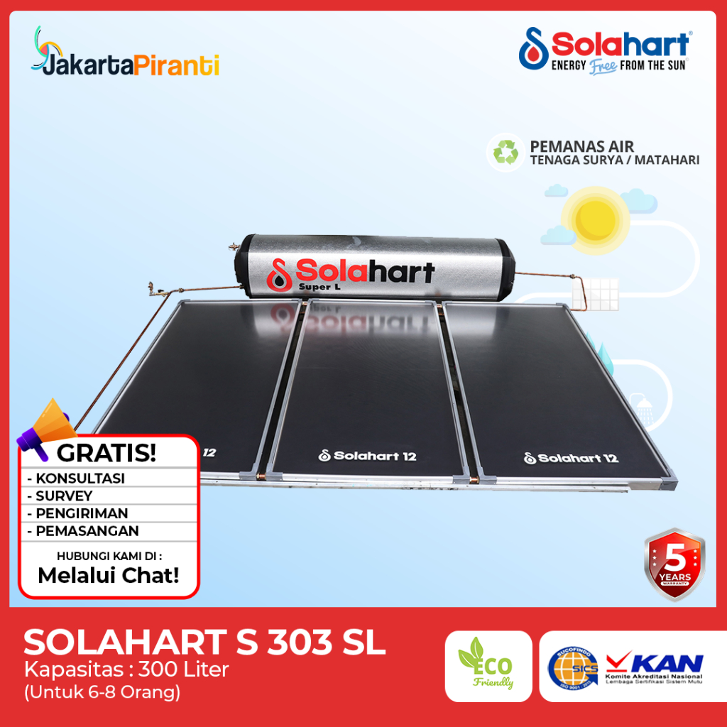 Jual Pemanas Air Tenaga Surya Solahart Solar Water Heater 303 SL - 300 ...