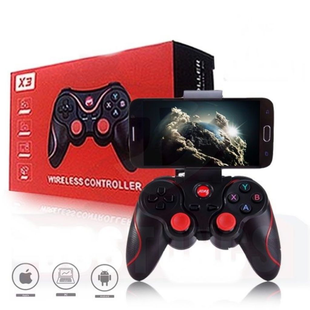 Jual Gamepad X3 Joystick Bluetooth Plus Holder HP - X3 Wireless ...