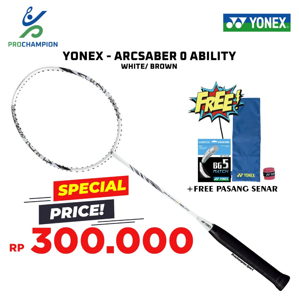Jual Raket Badminton Yonex ARCSABER 0 Ability White Brown | Shopee ...
