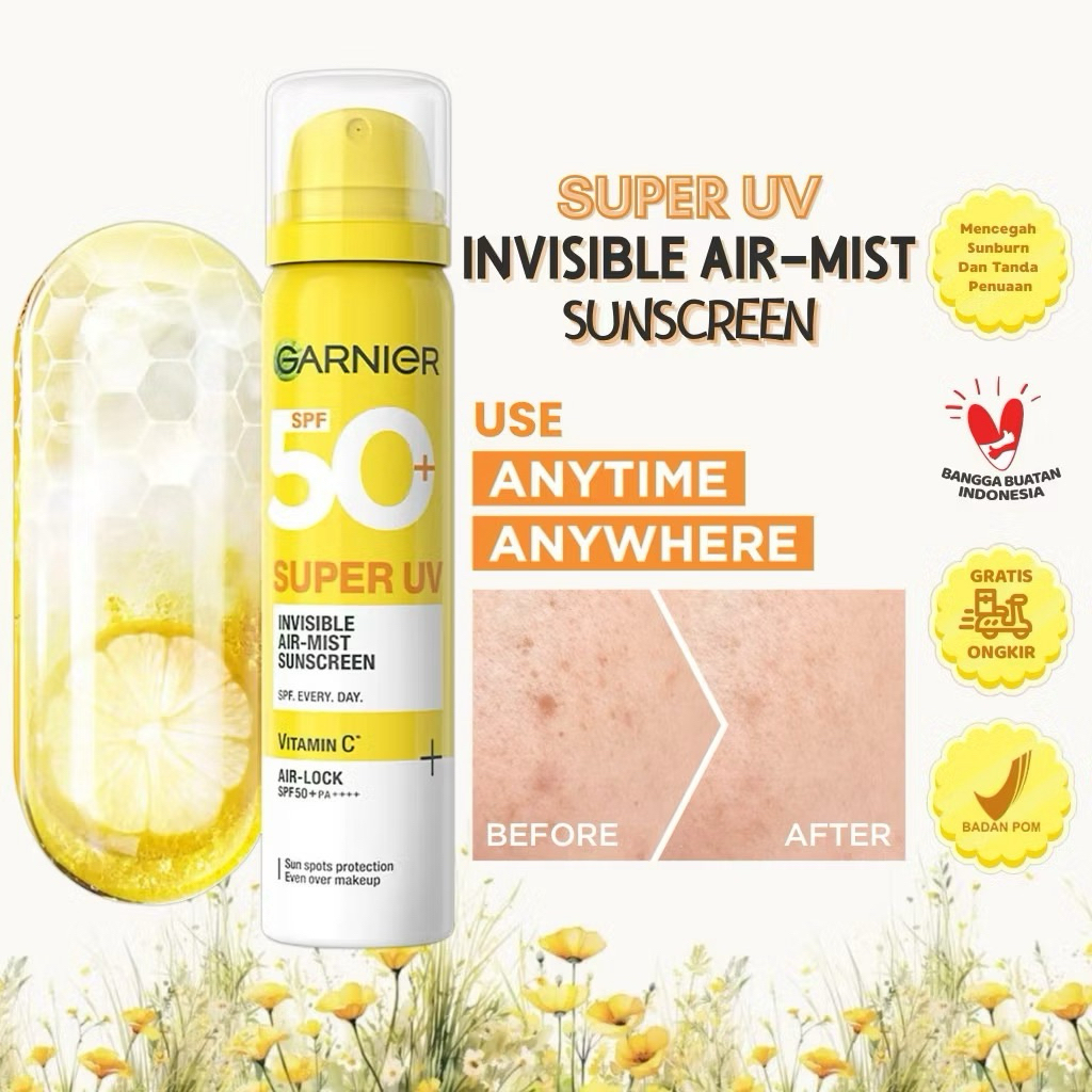 Jual Garnier Super UV Air-Mist Invisible Sunscreen Spray spf50 PA ...