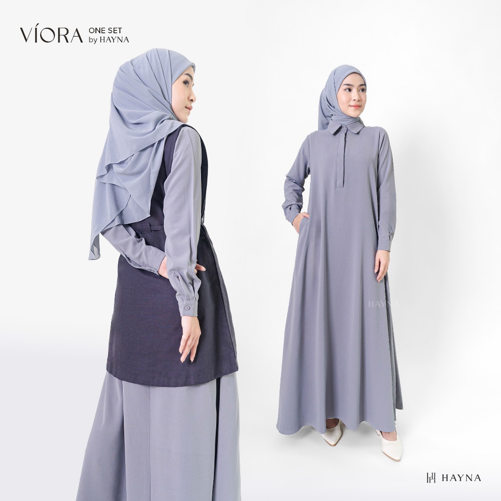 Jual HAYNA Viora One Set Vest Dress (All Colors) - Outer Inner Dress ...