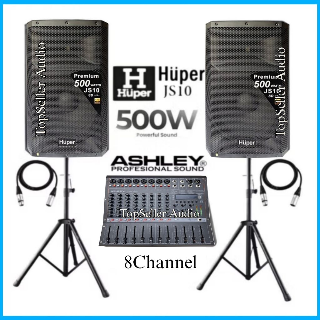 Jual Paket Sound System Speaker Aktif Huper JS10 15 Inch Original Mixer Ashley 8 Channel ...