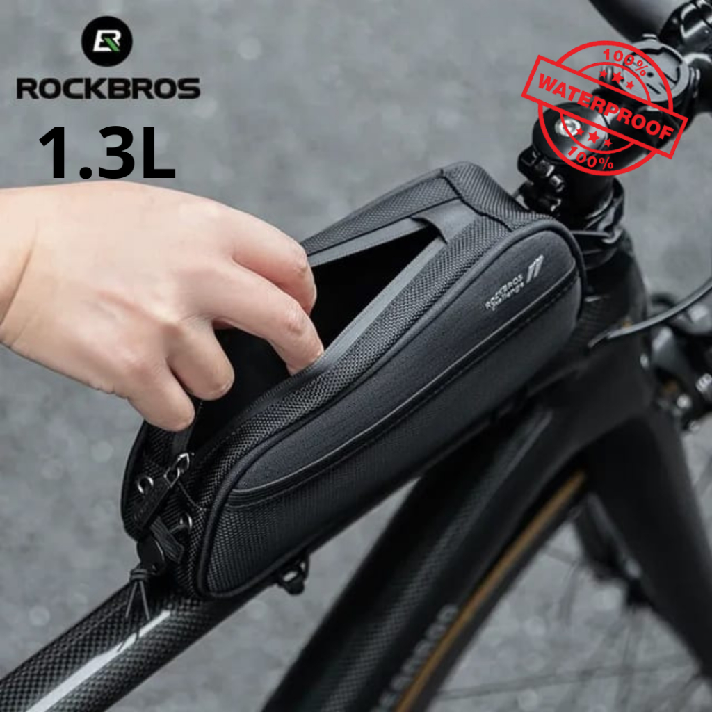 Jual Tas Frame Sepeda Rockbros 063 1.3L Bicycle Triangle Front Bag Tube ...