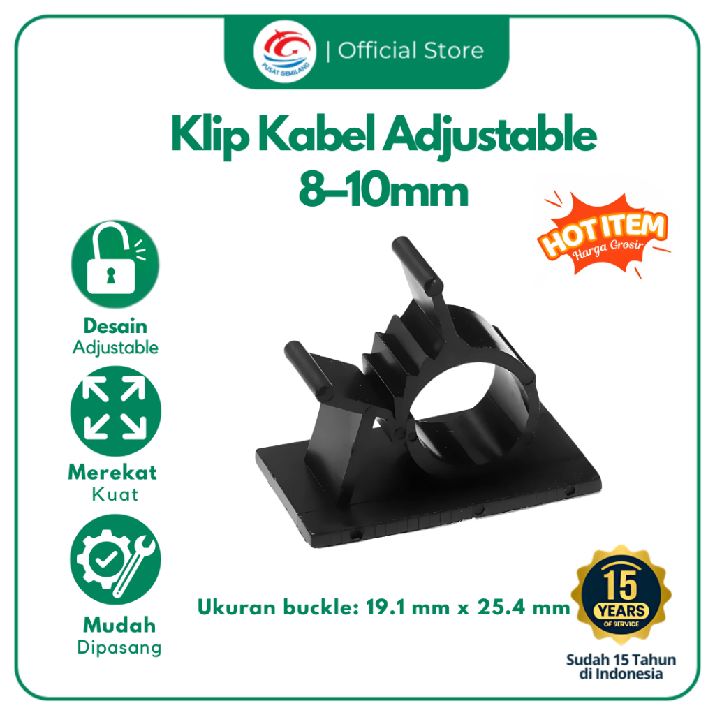 Jual Klem Kabel Tempel Klip Pengikat Adjustable Mount Cable 8–10mm ...