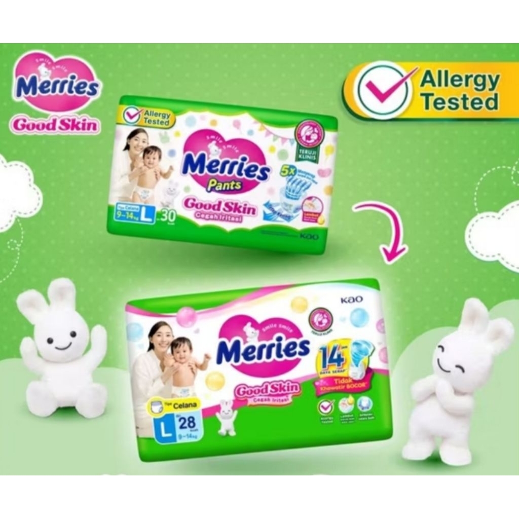 Jual Merries Good Skin tipe calana NB-S40/M32/L28/XL26 9-14kg | Shopee ...