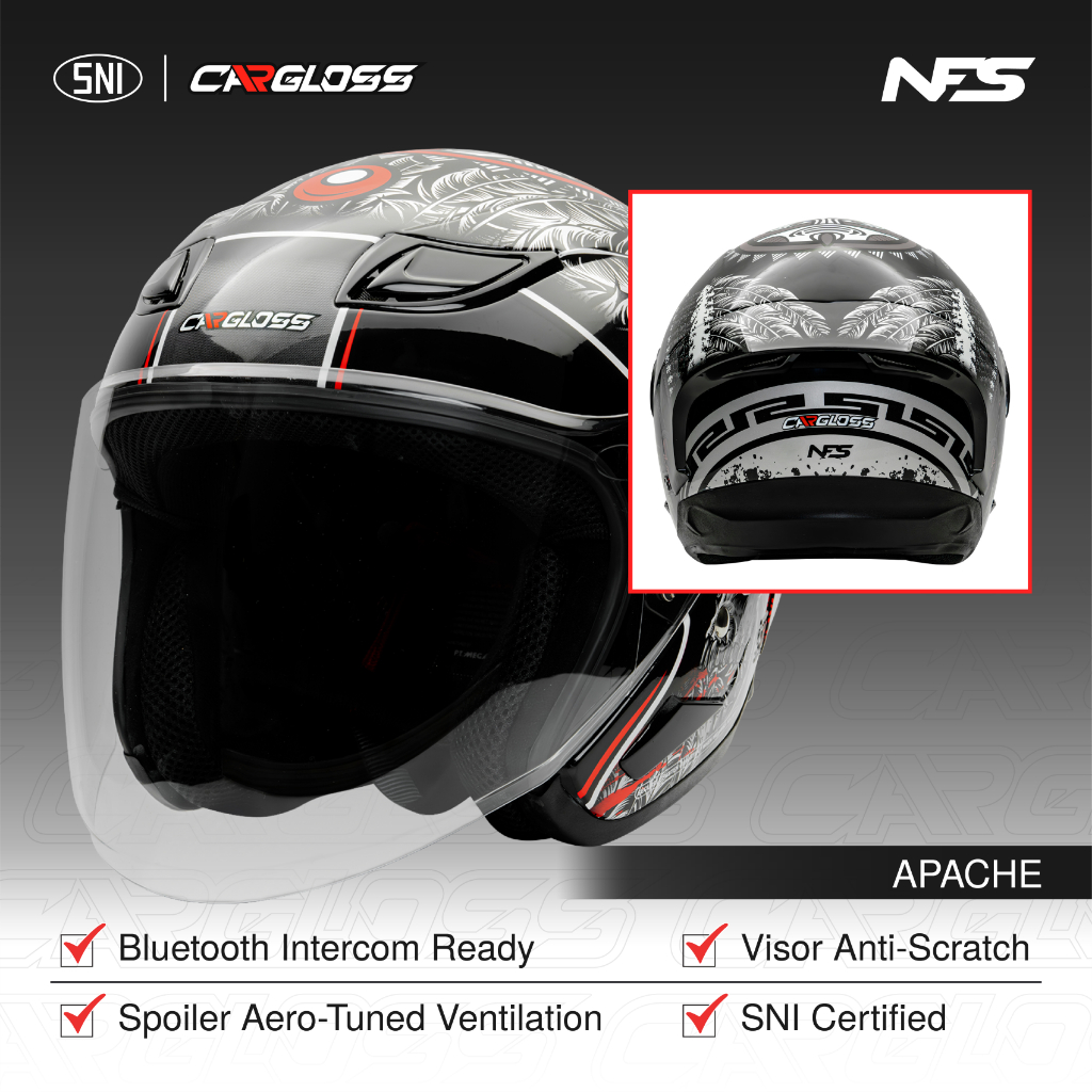 Jual [New Launch] Cargloss NFS Helm Half Face - Apache | Shopee Indonesia