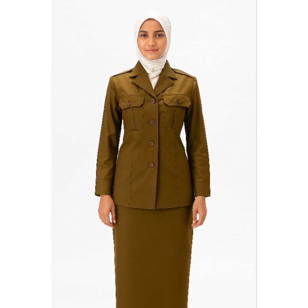 Jual Setelan Blazer Khaki PNS Wanita Seragam Pemda Guru Kantong Dada Rok dan Celana | Shopee ...