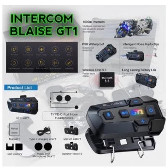 Jual INTERCOM BLAISE GT1 intercom bluetooth helmet ( dapat 2 mic ...