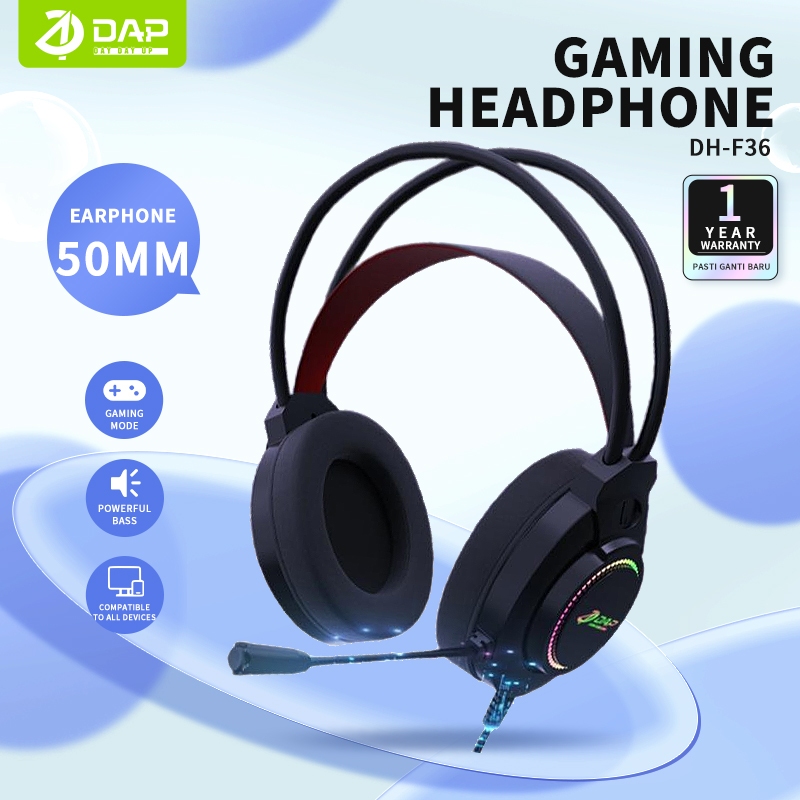 Jual DAP DH-F36 Headphone Wired Gaming RGB Light Effect Support Jack 3 ...