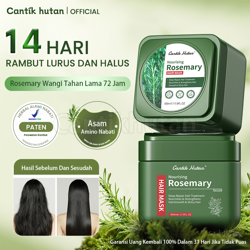 Jual Cantik Hutan Hair Mask Rosemary & Keratin | Krim Pelurus Rambut Rusak, Kering & Mengembang ...