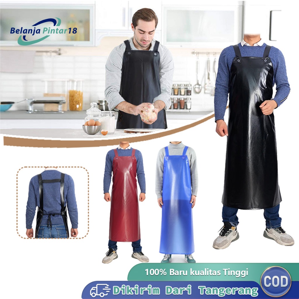 Jual Apron PVC Waterproof Celemek Masak Anti Minyak Anti Air Celemek ...