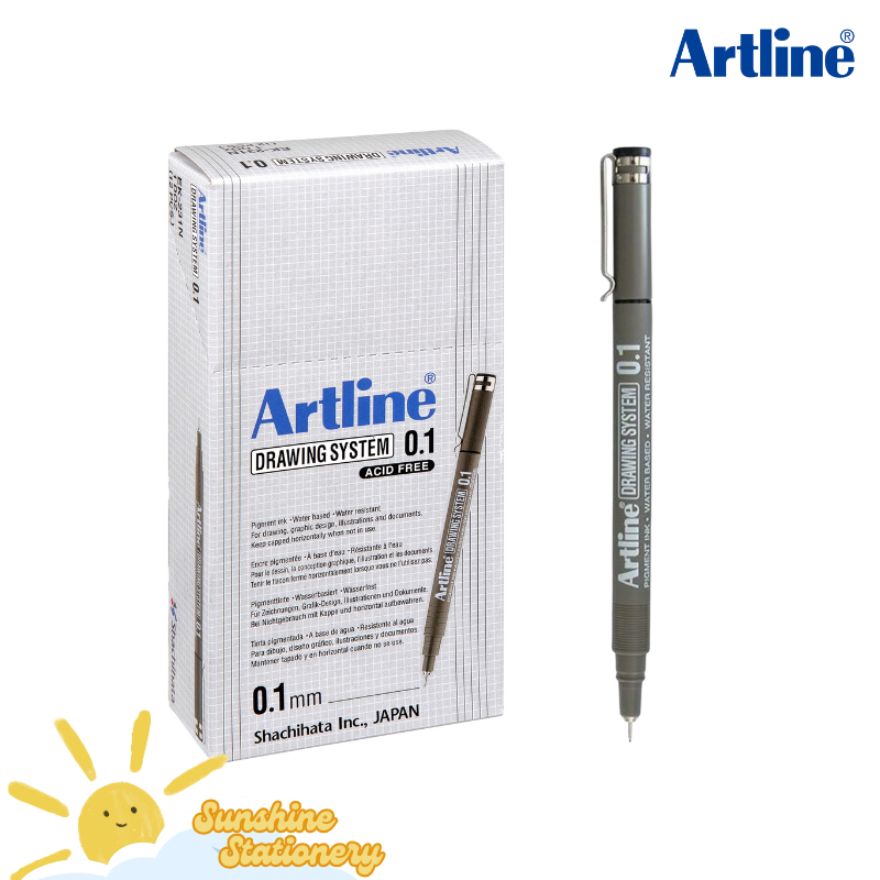 Jual [BOX/12PCS] ARTLINE Drawing System / Drawing Pen Hitam 0.03 - 0.8 ...