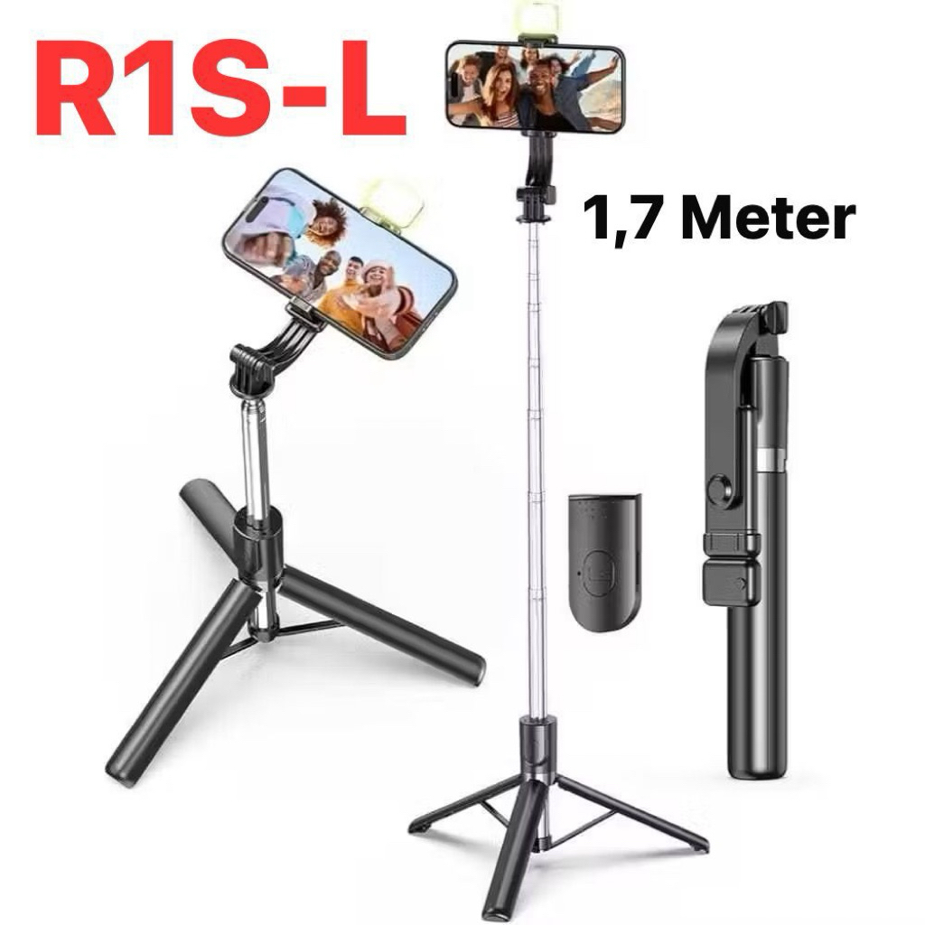 Jual (GA) TONGSIS TRIPOD Selfie stick R1S-L tongsis plus led lampu dan ...