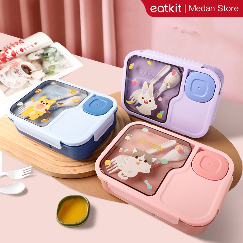 Jual [Medan Ready Stock] Eatkit Kotak Makan Siang Anak 1450ml Lunch Box Microwaveable Dengan ...