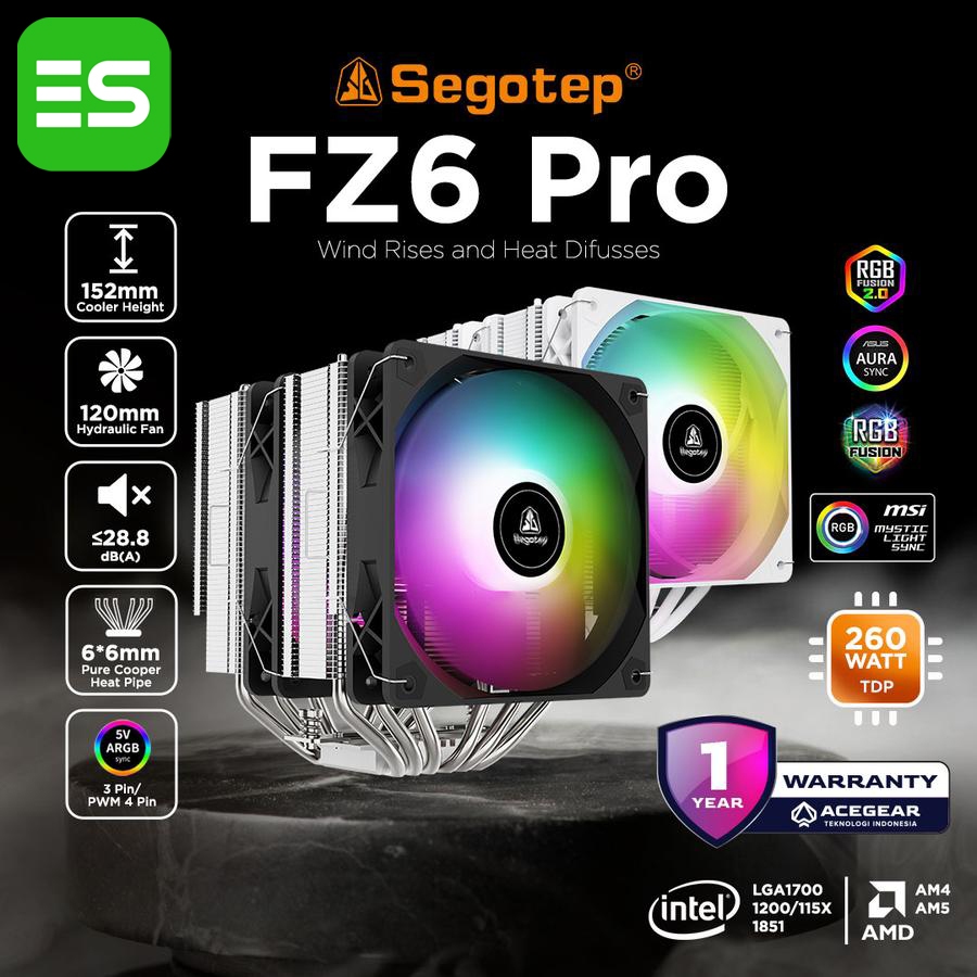 Jual HSF Segotep FZ6 PRO ARGB | Twin Tower Air CPU Cooler for Intel AMD ...