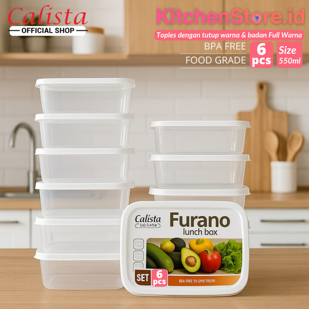 Jual Lunch Box Calista Furano Full Warna 550ml Set 6 pcs Toples ...