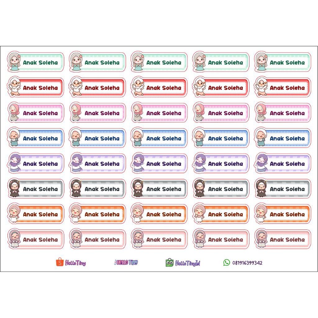Jual Sticker nama tema Anak Soleh & Anak Soleha | Shopee Indonesia