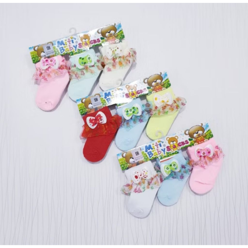 Jual 3pcs kaus kaki baby renda mity | Shopee Indonesia