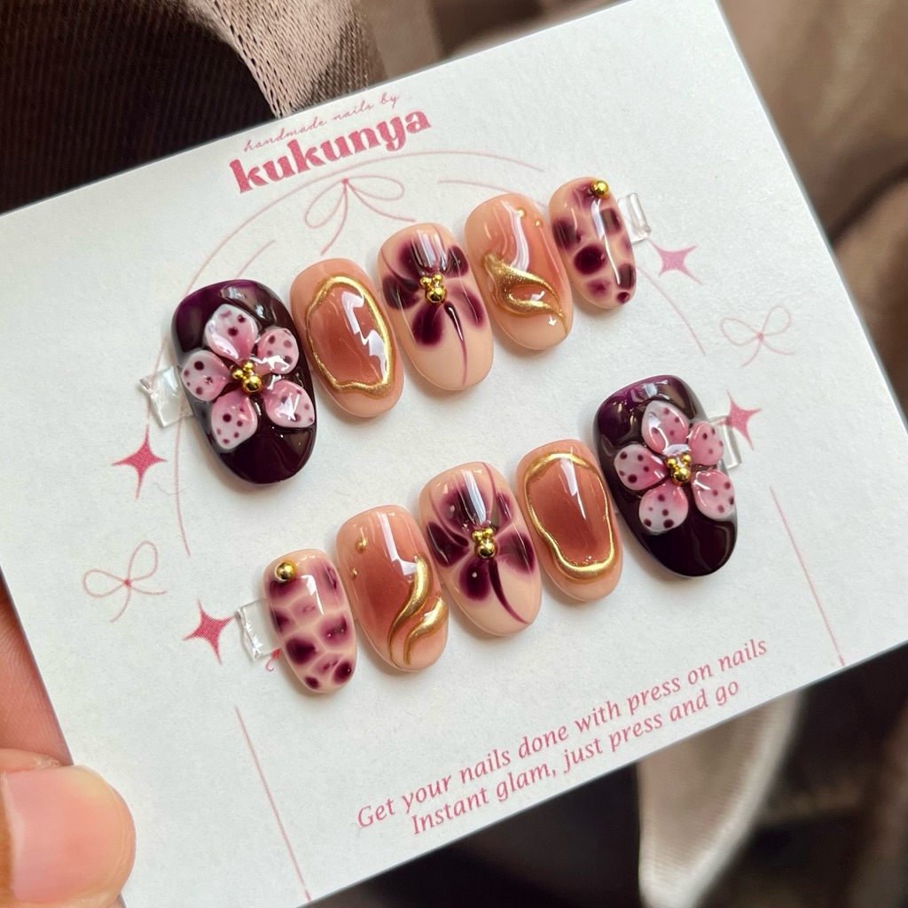 Jual Siena nails | burgundy nails | cute nails | kuku wisuda | kuku ...