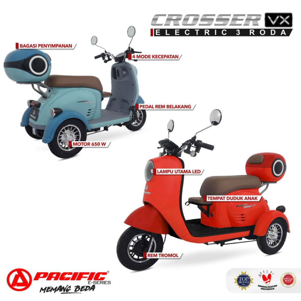 Jual SEPEDA LISTRIK RODA 3 PACIFIC CROSESR VX | Shopee Indonesia