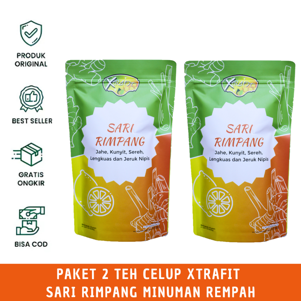 Jual PAKET 2 Pouch Teh Sari Rimpang Xtrafit - Minuman Rempah Teh Celup ...
