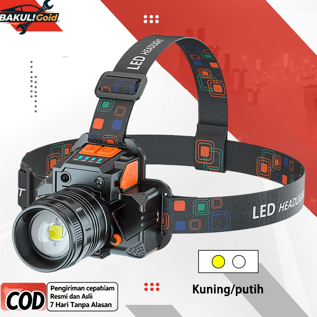 Jual Senter Kepala Led Sorot Super Terang Jarak Jauh Headlamp T8 Zoom ...