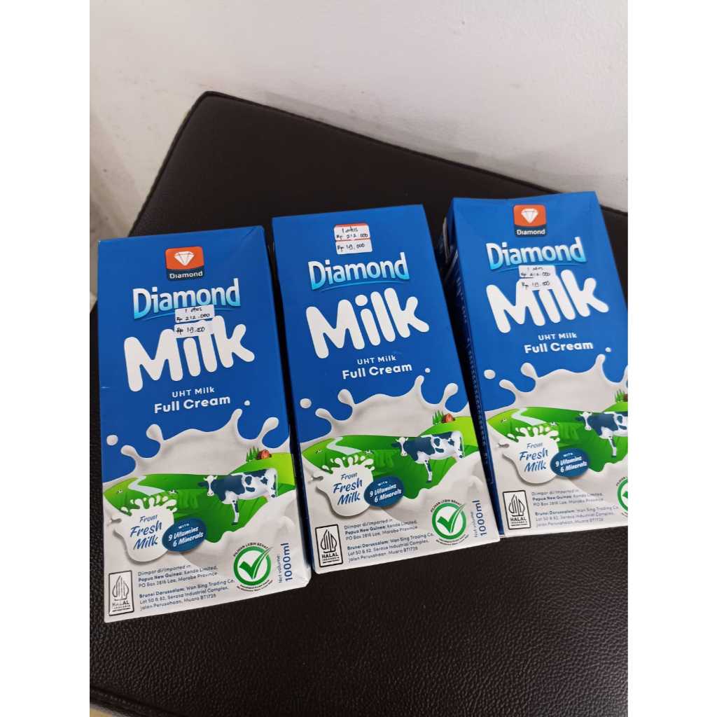 Jual SUSU UHT DIAMOND FULL CREAM UHT 1 LITER/SUSU UHT DIAMOND 1000 ML ...