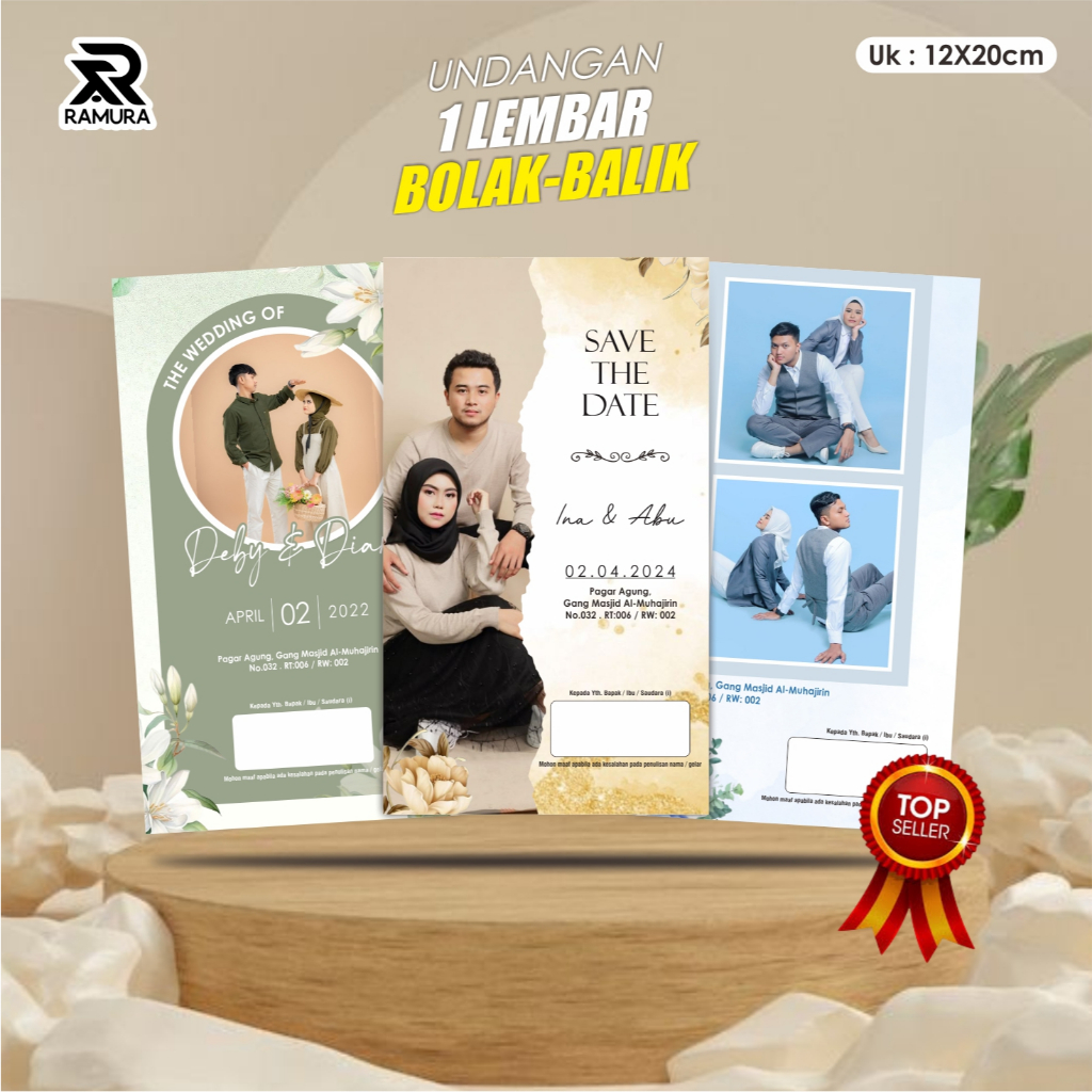 Jual Undangan Pernikahan 1 Lembar Timbal Balik (1_Lembar_N) ( Free ...