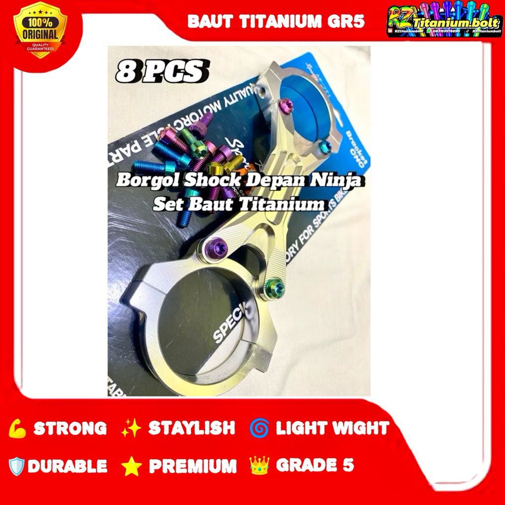 Jual Baut Titanium PNP Borgol Shock Depan Ninja Megapro MP RXKING ...