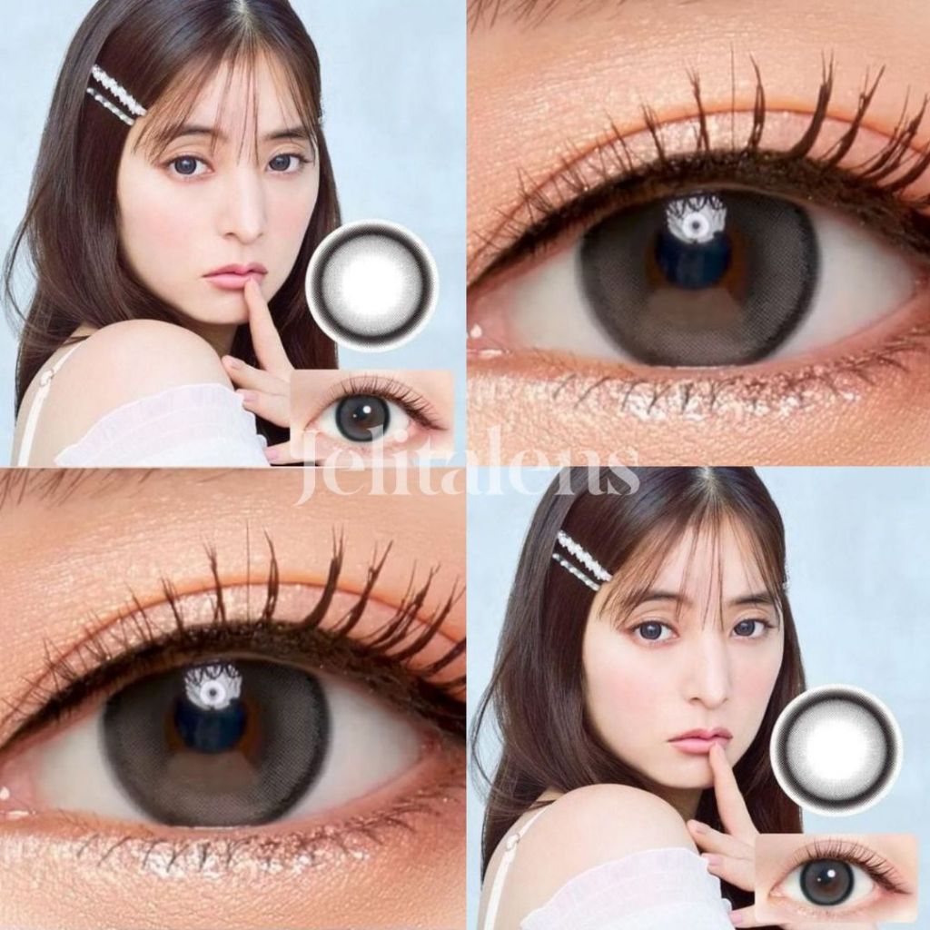 Jual J110 Softlens Hitam Keabu-abuan Ring Natural 14,5 MM Mata Barbie ...