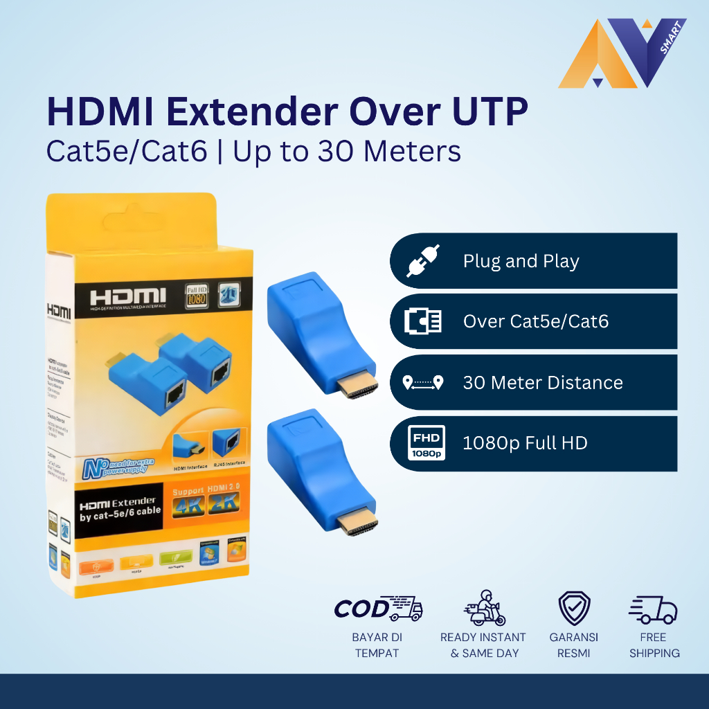 Jual HDMI Extender Over UTP LAN RJ45 Up to 30M 30 Meter 1080p Full HD ...