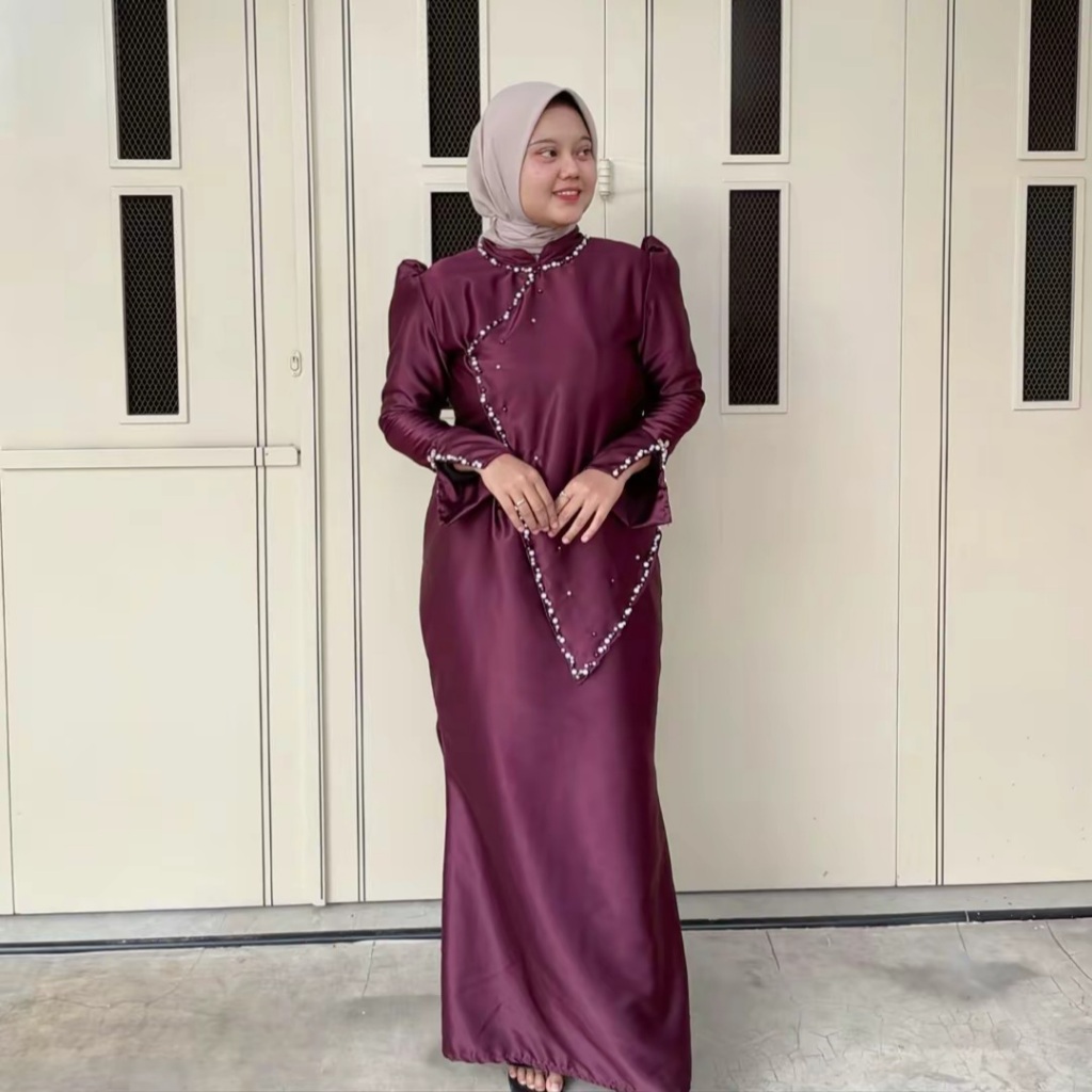 Jual Amania Dress Kondangan Mahogany Burgundy Emerald Blue Size S-5XL ...