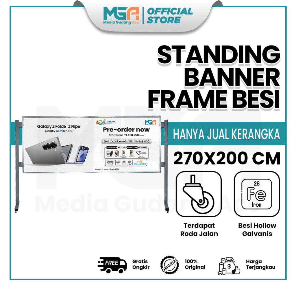 Jual Standing Banner Frame Besi Roda 270 x 200 cm | Rangka Banner ...