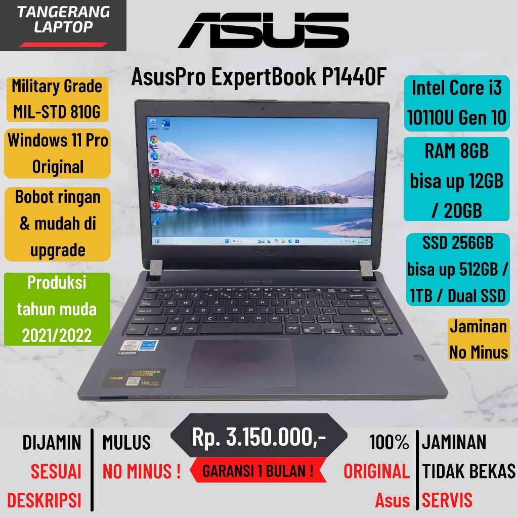Jual Laptop Asus ExpertBook P1440F Intel Core i3 10110U Gen 10 RAM 16GB ...