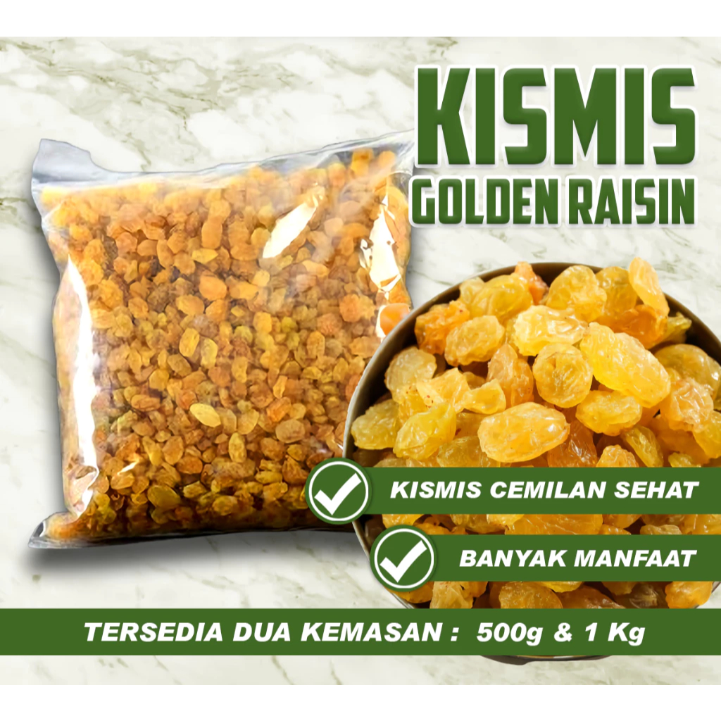 Jual KISMIS GOLDEN | KISMIS ASAM MANIS KEMASAN 1 KG | Shopee Indonesia