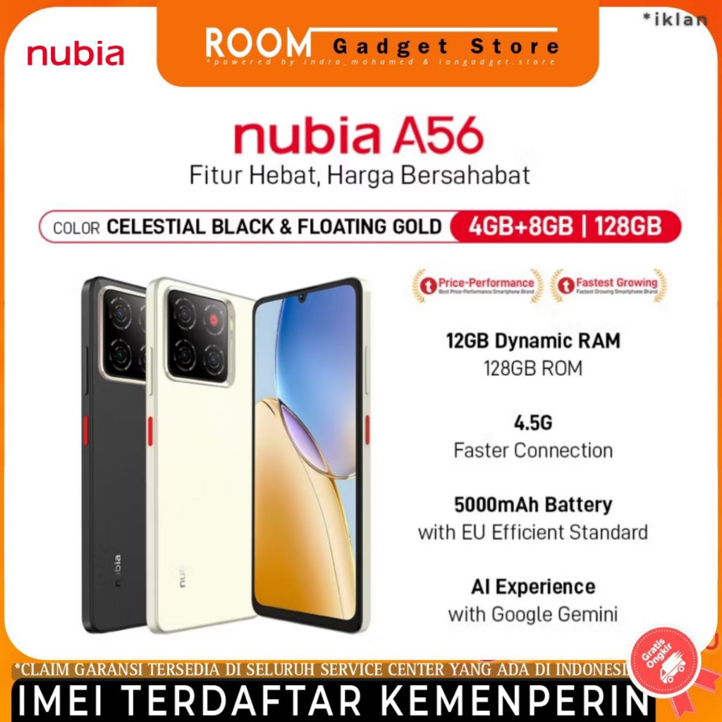 Jual Handphone ZTE Blade A56 ROM 128GB RAM 12GB (4+8GB) Smartphone ...