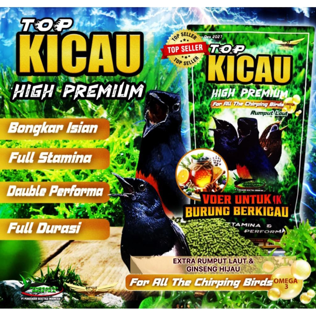 Jual Top Kicau Voer Hijau High Premium Pakan Burung Harian untuk Murai ...