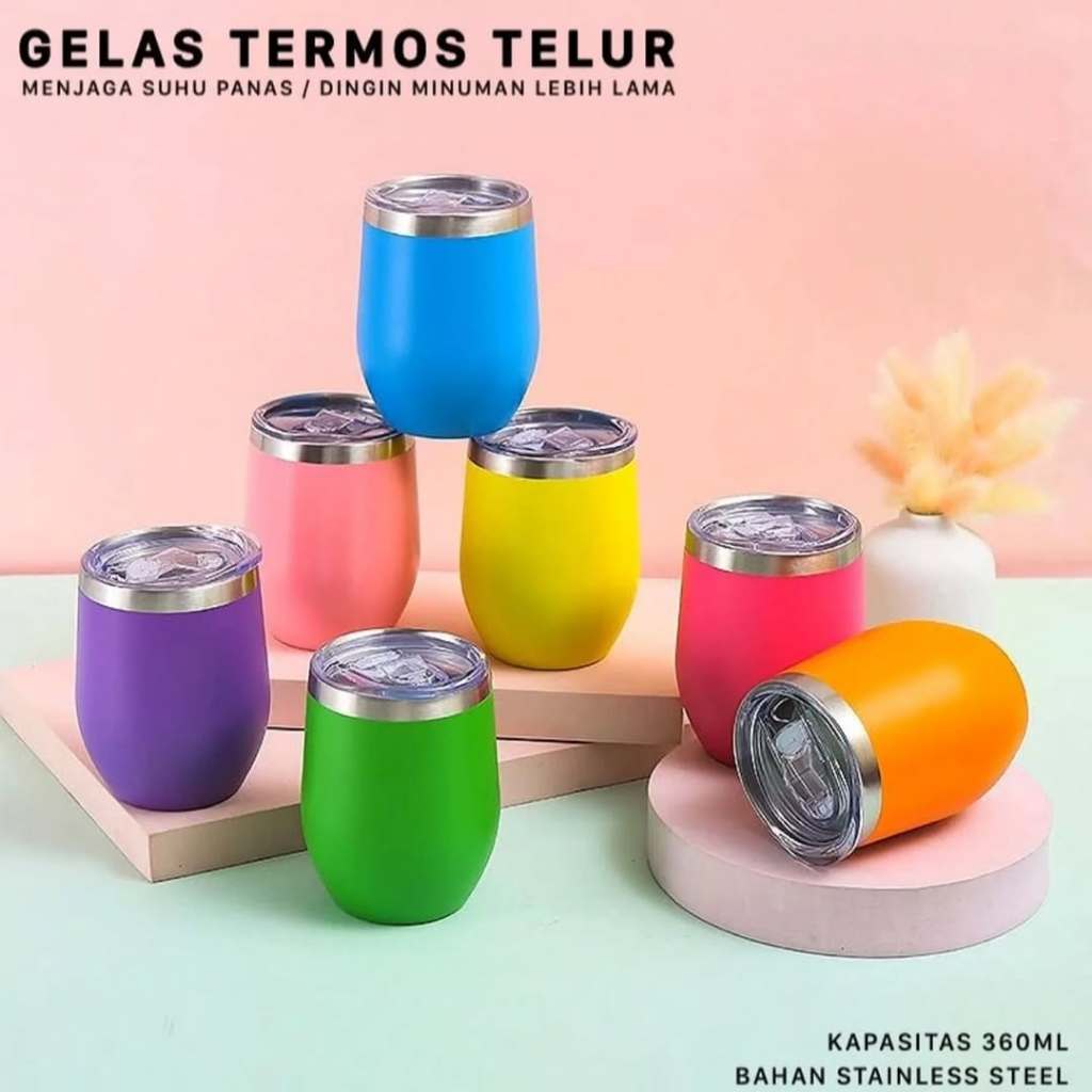 Jual TUMBLER MUG TELUR / Termos EGG Cangkir Kopi Stainless 360ML Gelas ...