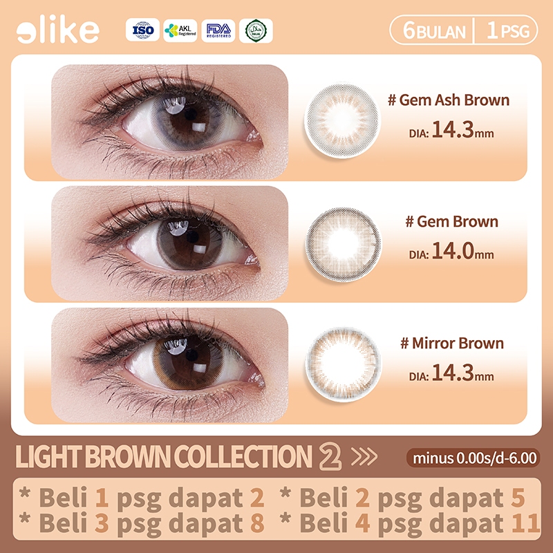 Jual Elike Light Brown Collection 2 seri softlens minus contact lens 1 ...