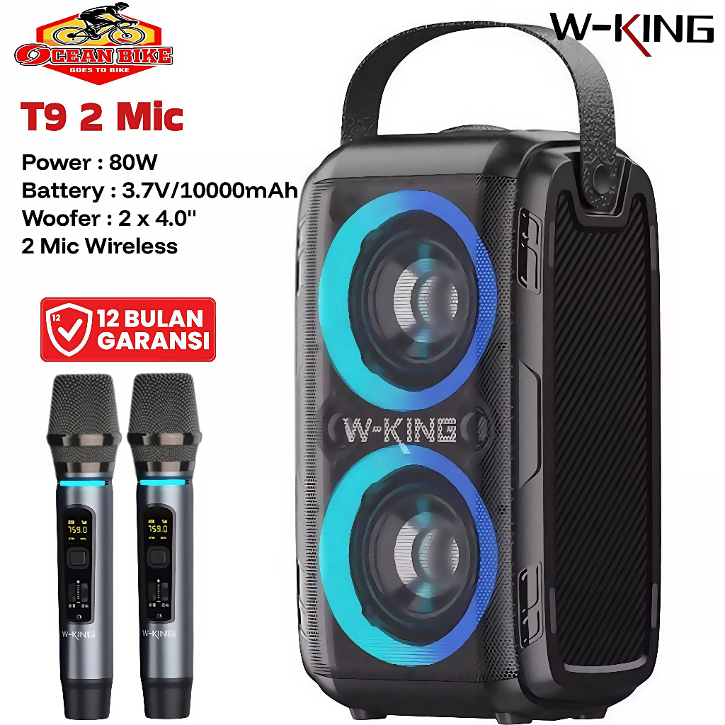 Jual WKING Speaker Bluetooth Karaoke Portable Travelling T9 T9ii 2 MIC ...
